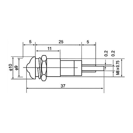 LED panel Indicator Green 24VDC Cutout: 8.2mm IP40 metal