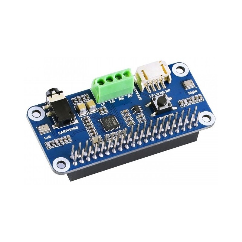 Hi-Fi Sound Card HAT for Raspberry Pi, Stereo CODEC, Play/Record