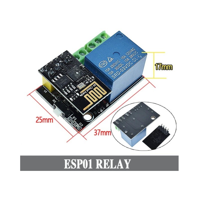 Relay Shield with ESP8266 ESP-01 (ESP-01 included)