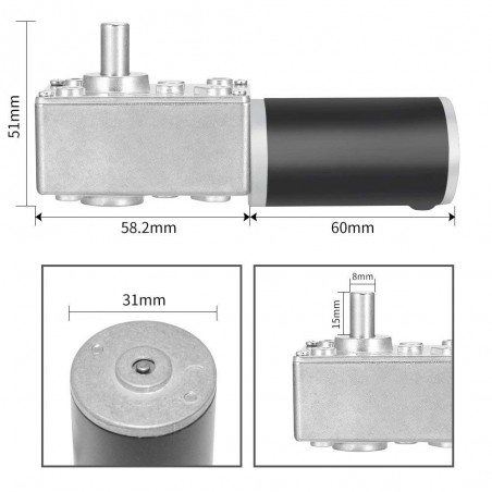 PMDC Right Angle Gear Motor 24Vdc 80rpm 5~10W