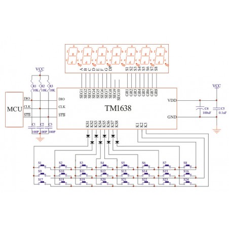 TM1638 Módulo c/ 8 LEDs 8 Botões e LCD p/ Arduino