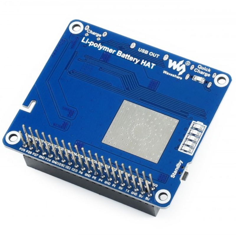 Li-polymer Battery HAT, 5V Output, Quick Charge