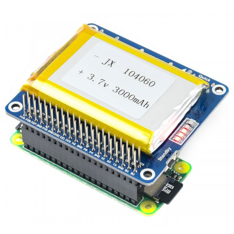 Li-polymer Battery HAT, 5V Output, Quick Charge