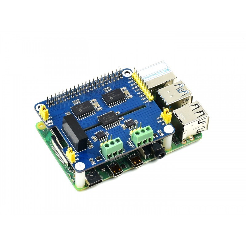 2-Channel Isolated CAN Expansion HAT for Raspberry Pi, Dual Chips Solution
