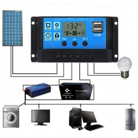 Solar PWM Regulator 12/24V 10A w/ USB output