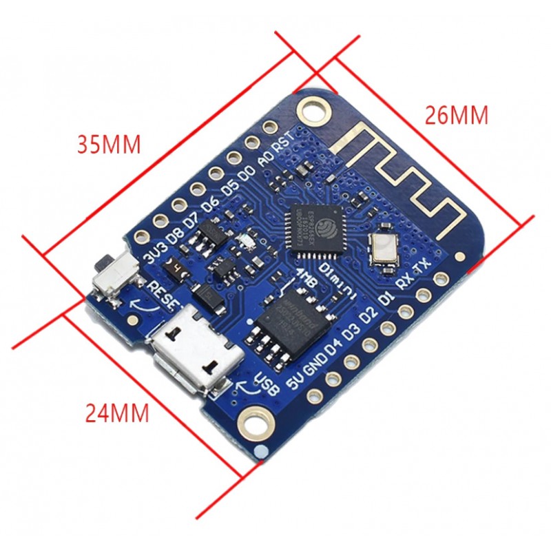 WeMos® D1 mini v3 ESP8266 4MB FLASH w/ USB TTL Driver