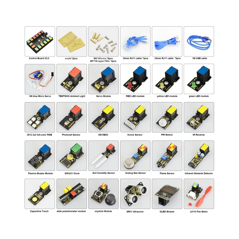 Keyestudio Ultimate Starter Kit for Arduino STEM EDU - RJ11 EASY plug ...