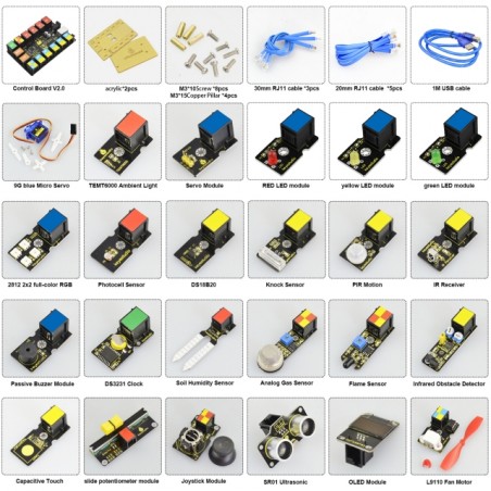 Keyestudio Ultimate Starter Kit for Arduino STEM EDU - RJ11 EASY plug ...