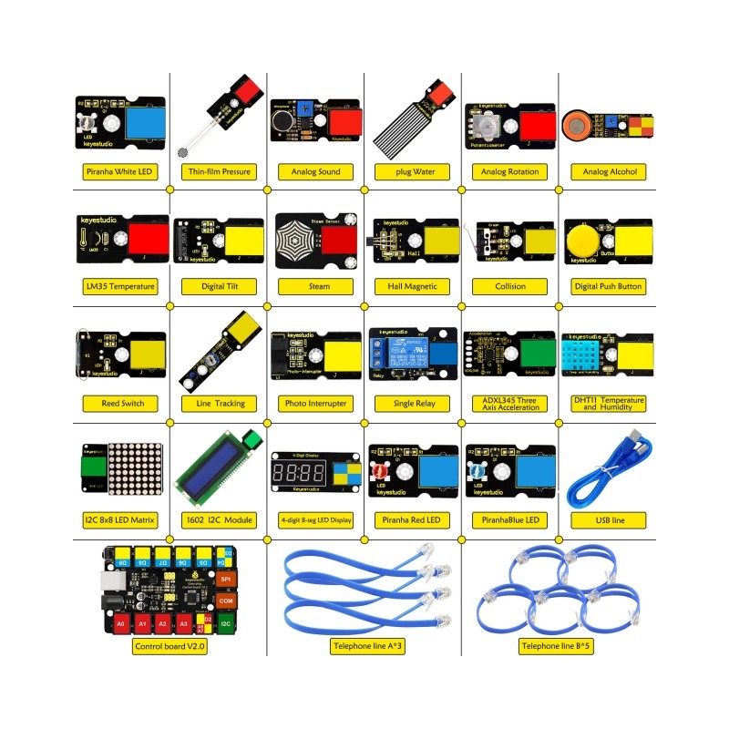 Keyestudio RJ11 EASY plug Super Starter Kit For Arduino STEM EDU - KS0397