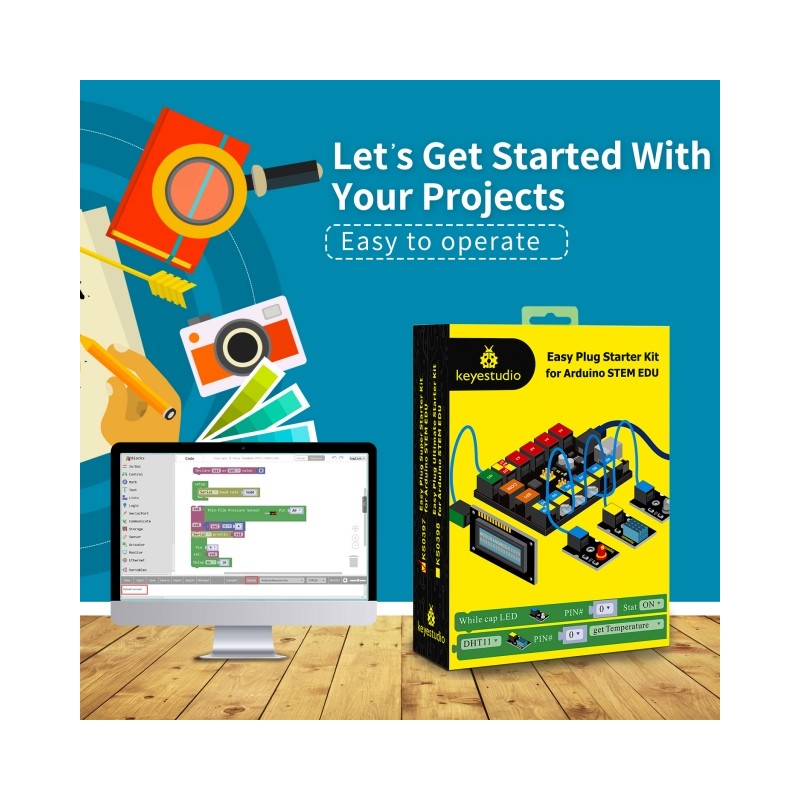 Keyestudio RJ11 EASY plug Super Starter Kit For Arduino STEM EDU - KS0397