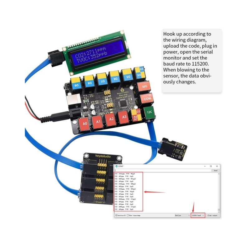 Sensor de Qualidade do Ar CO2 CCS811 RJ11 EASY plug - Keyestudio KS2002