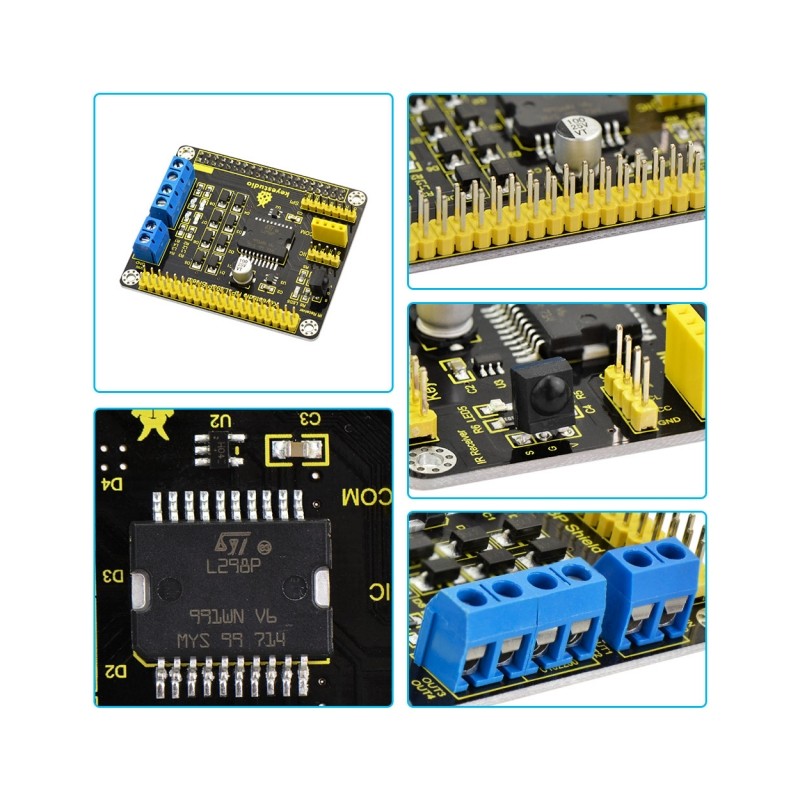 HAT L298P Motor Driver for Raspberry Pi - Keyestudio KS0218