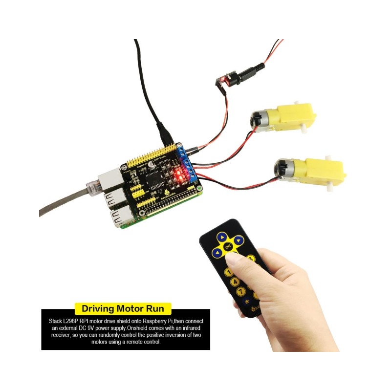 HAT L298P Motor Driver for Raspberry Pi - Keyestudio KS0218