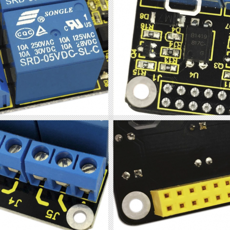 HAT 4 channel-Relay 5V for Raspberry Pi/ CE certification - Keyestudio ...
