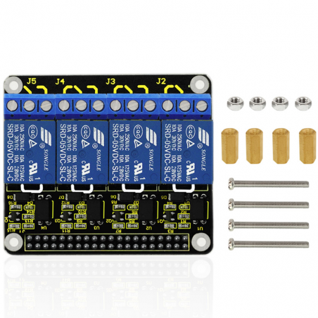 HAT 4 channel-Relay 5V for Raspberry Pi/ CE certification - Keyestudio ...