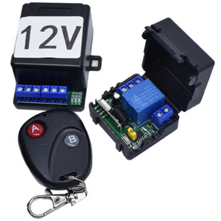 2-channel 12V relay RF 433MHz + Black remote control