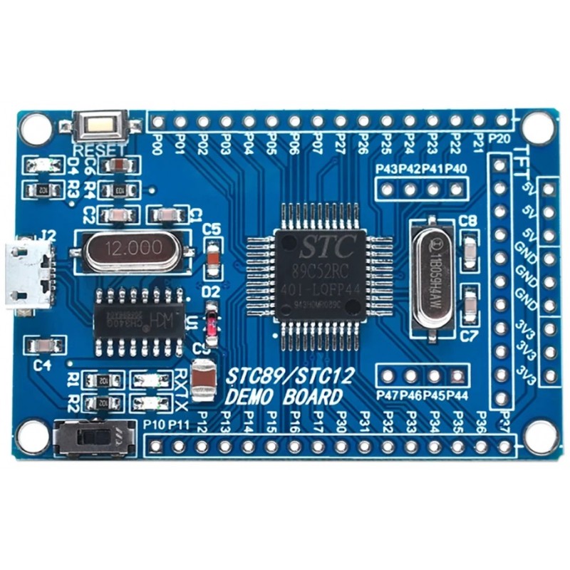 STC89C52 - 8051 microcontroller Development Board - Blue