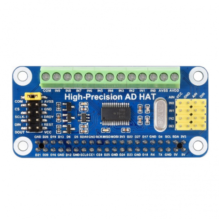 HAT 10 canais ADC 32-Bits p/ Raspberry Pi - ADS1263