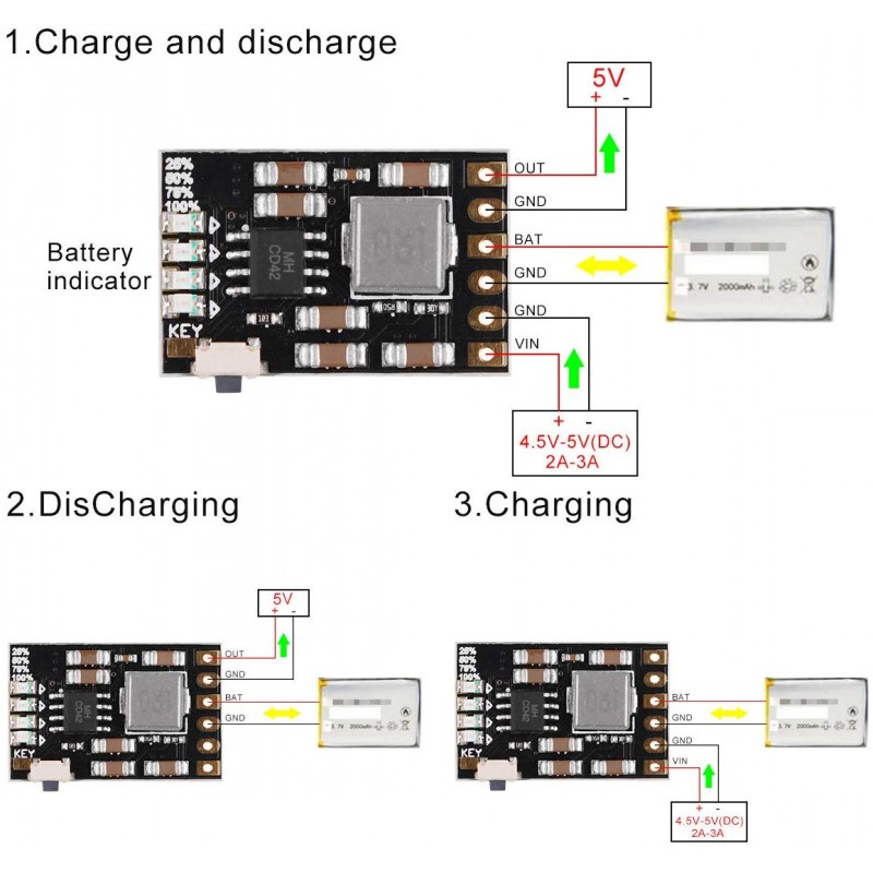 DC-DC step-up 5V 2.1A for 18650 Charge/Discharge (boost) / battery ...