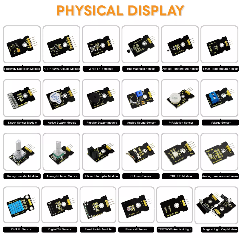 Kit de 48 Sensores para Arduino - Keyestudio KS0349 Kit de 48 Sensores para Arduino - Keyestudio KS0349