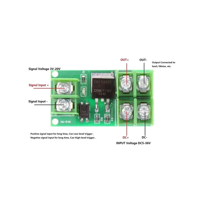 Módulo MOSFET IRF5305 5~36Vdc 20A c/ entrada 3~24Vdc