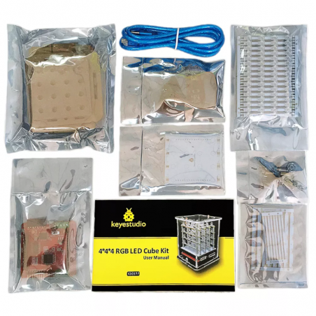 4x4x4 RGB LED CUBE Kit for Arduino - Keyestudio KS0177