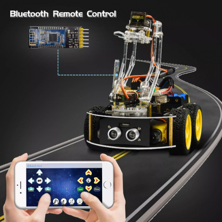 Kit Carro Robô 4WD com Braço Mecânico 3DOF - Keyestudio KS0523
