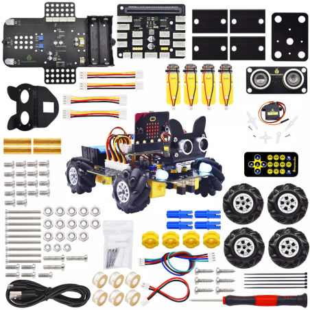 Kit Carro 4WD c/ rodas Mecanum para Micro:bit Makecode&Python (sem ...
