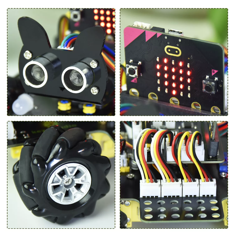 Kit Carro 4WD c/ rodas Mecanum para Micro:bit Makecode&Python (sem ...