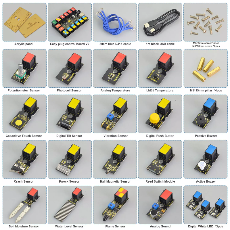 EASY-Plug Starter Learning kit for Arduino STEAM (21pcs Modules ...