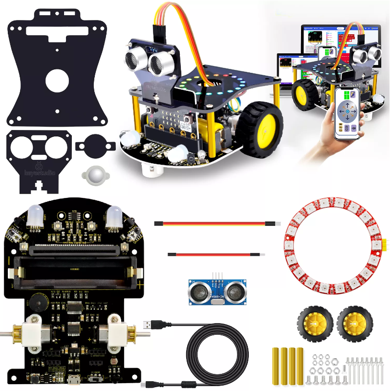 Micro:bit mini smart robot car kit V2 (without Micro:bit) - keyestudio ...