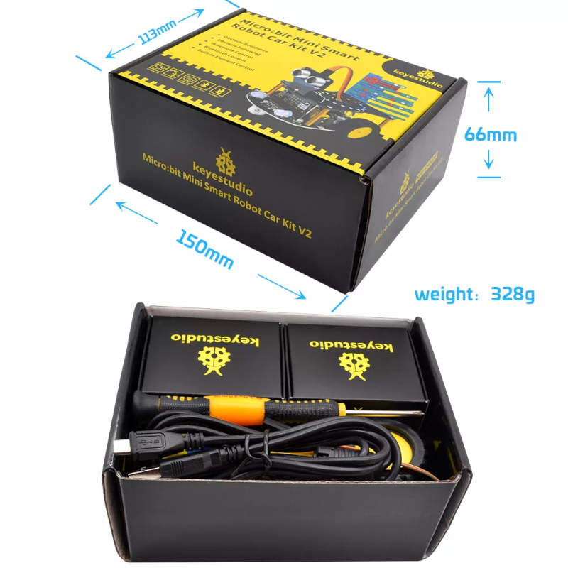Micro:bit mini smart robot car kit V2 (without Micro:bit) - keyestudio ...