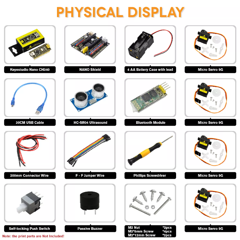 Electronic Parts DIY Kit For OTTO Robot Maker - keyestudio KS0358