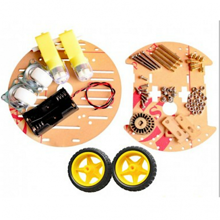 Kit Carrinho Robot 2WD Redondo Com 2 Andares E 2 Rodas Livres Para Arduino