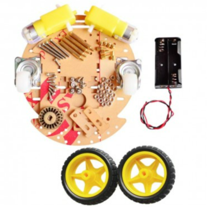 Kit Carrinho Robot 2WD Redondo Com 2 Andares E 2 Rodas Livres Para Arduino