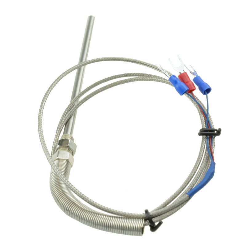 TERMOPAR PT100 0~800°C AÇO INOXIDÁVEL ROSCA M8 C/ CABO 2M e Sonda 10CM