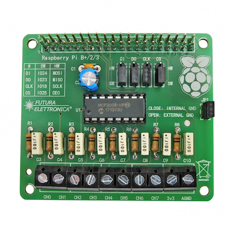 HAT 8CH ADC 10bit for Raspberry Pi