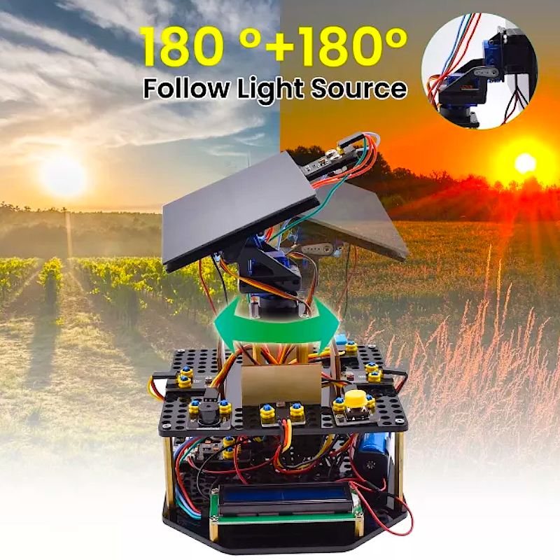 Kit Completo Solar Tracking e Carregamento Solar USB (inclui arduino) - Keyestudio KS0530