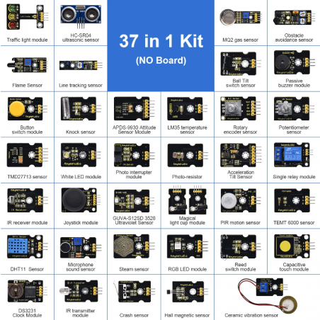 Sensor Starter V2.0 Kit 37 in 1 with Box (No Board) - Keyestudio KS0399