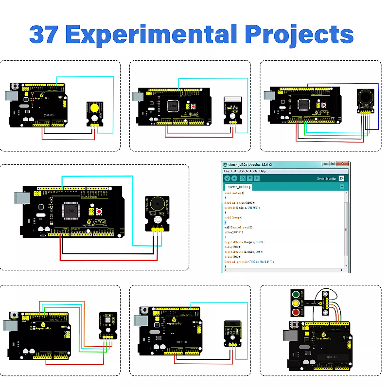 Sensor Starter V2.0 Kit 37 in 1 with Box (No Board) - Keyestudio KS0399
