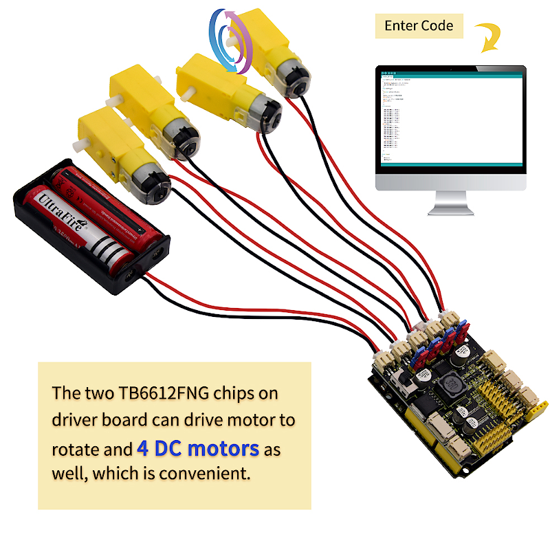 Keyestudio 4WD TB6612 Motor Driver Shield - Keyestudio KS0489