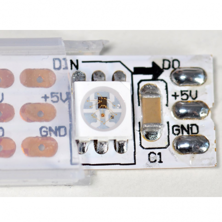 RGB LED STRIP 5V, WS2812, 60 LED/M, WHITE PCB IP67 (NEOPIXEL) - 1 METER