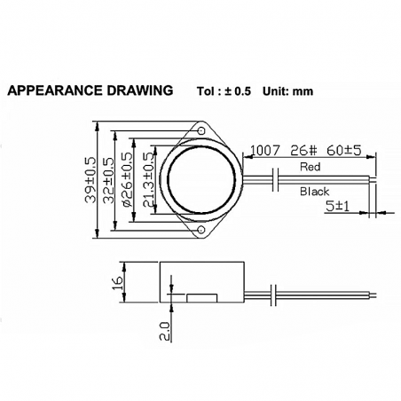 ACTIVE BUZZER WATERPROOF 95DB 12V (3-24V DC)