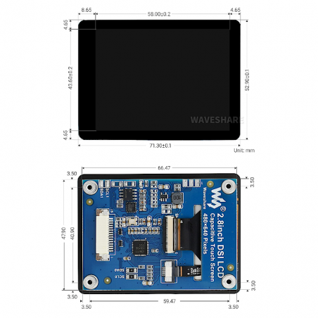 2.8inch Capacitive Touch Display for Raspberry Pi, 480×640, DSI, IPS ...