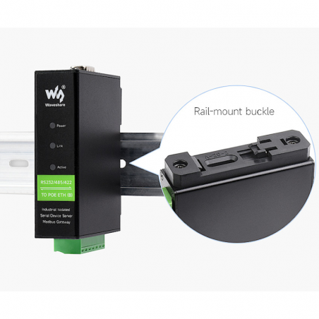 Rail-Mount Serial Server, RS232/485/422 to RJ45 Ethernet Module, Modbus ...