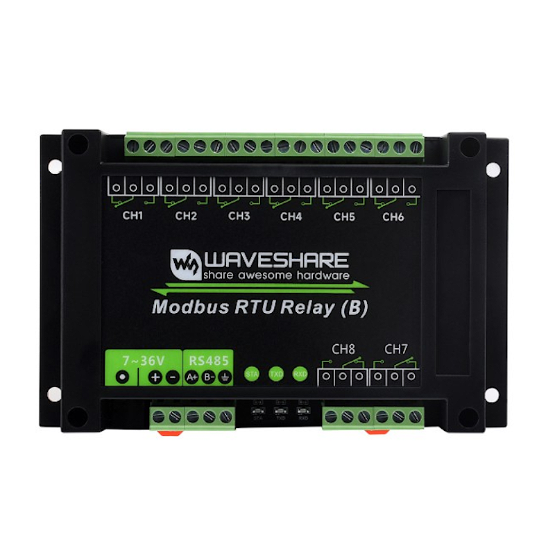 Industrial Modbus RTU 8-ch Relay Module (B) with RS485 Interface, Multi ...