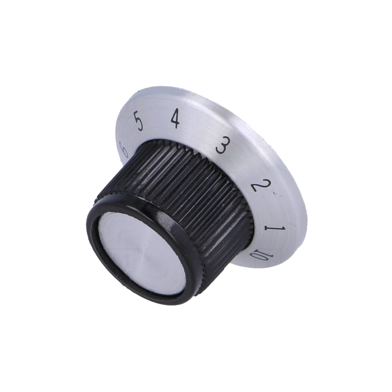Graduated knob with flange plastic Shaft d:6.35mm Ø15.2x14.2mm