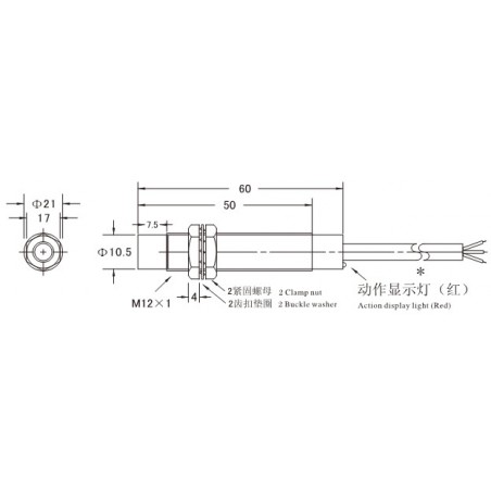 M10 Inductive Proximity Sensor NPN 6~36Vdc 0~3.6mm - LJ12A3-4-Z/BX