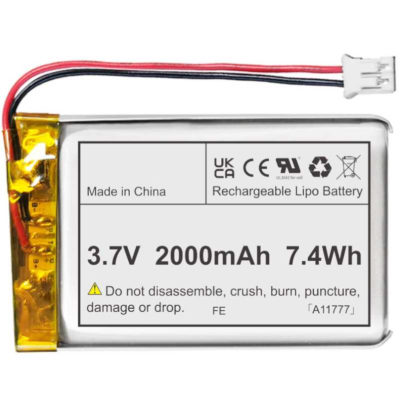 Lithium Battery 3.7V 2000mA w/ PH2.0 JST connector