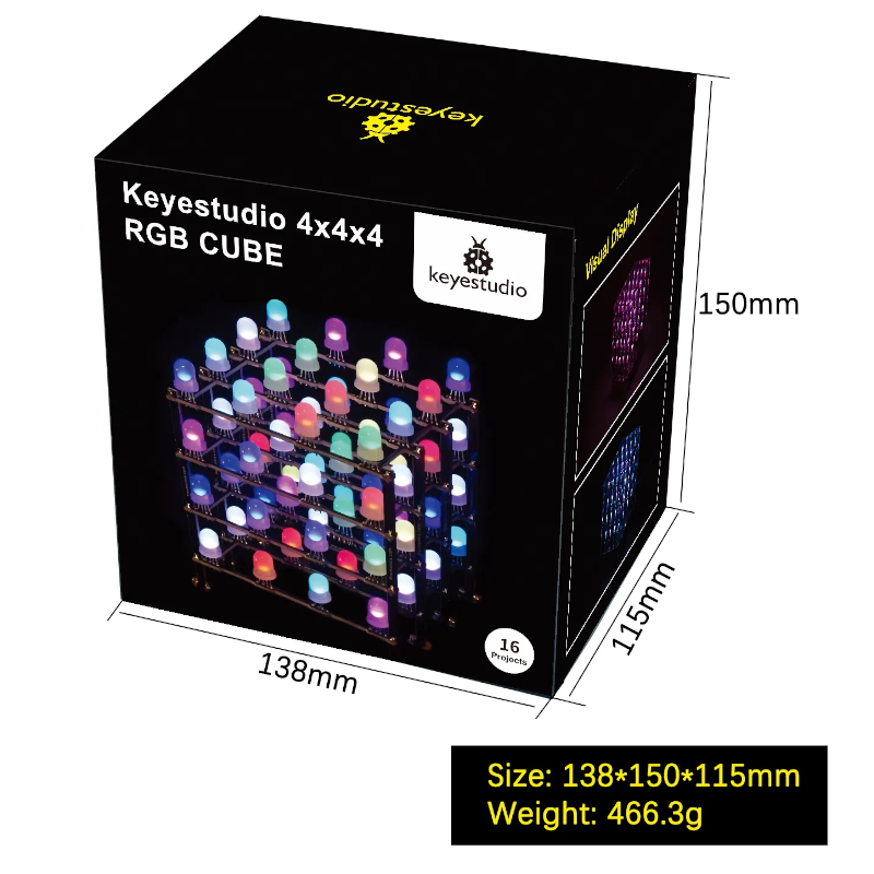 4x4x4 RGB LED CUBE Kit for Arduino - Keyestudio KS0575